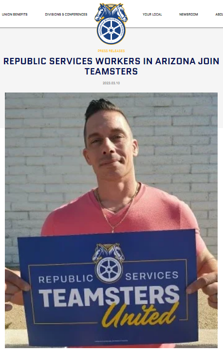 Republic Services Workers In Arizona ‘Go Union,” Join Teamsters As The ...