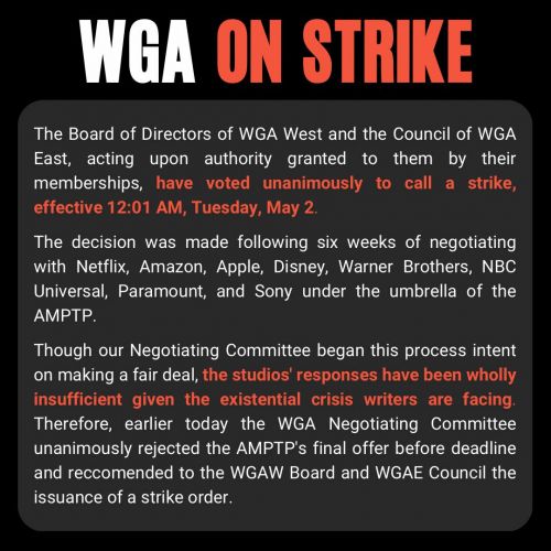 Writers Guild Of America West Members Go Out On Strike At Several Major ...